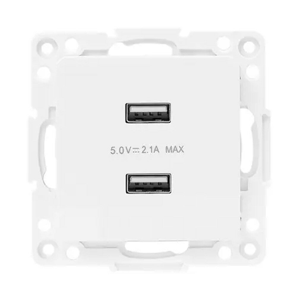 Розетка USB EKF Стокгольм, 2 выхода, механизм с накладкой, белый