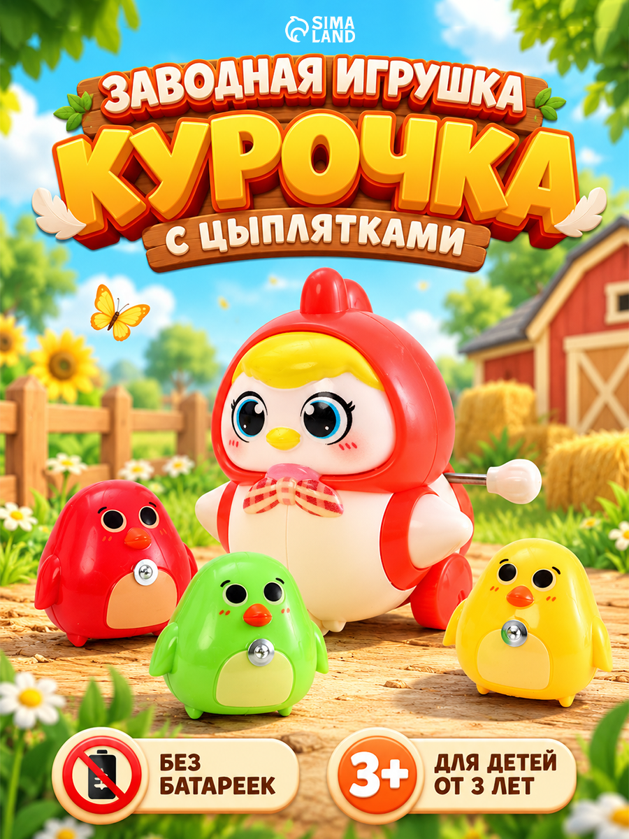 Веселая заводная игрушка «Курочка с цыплятками» , для детей 3+