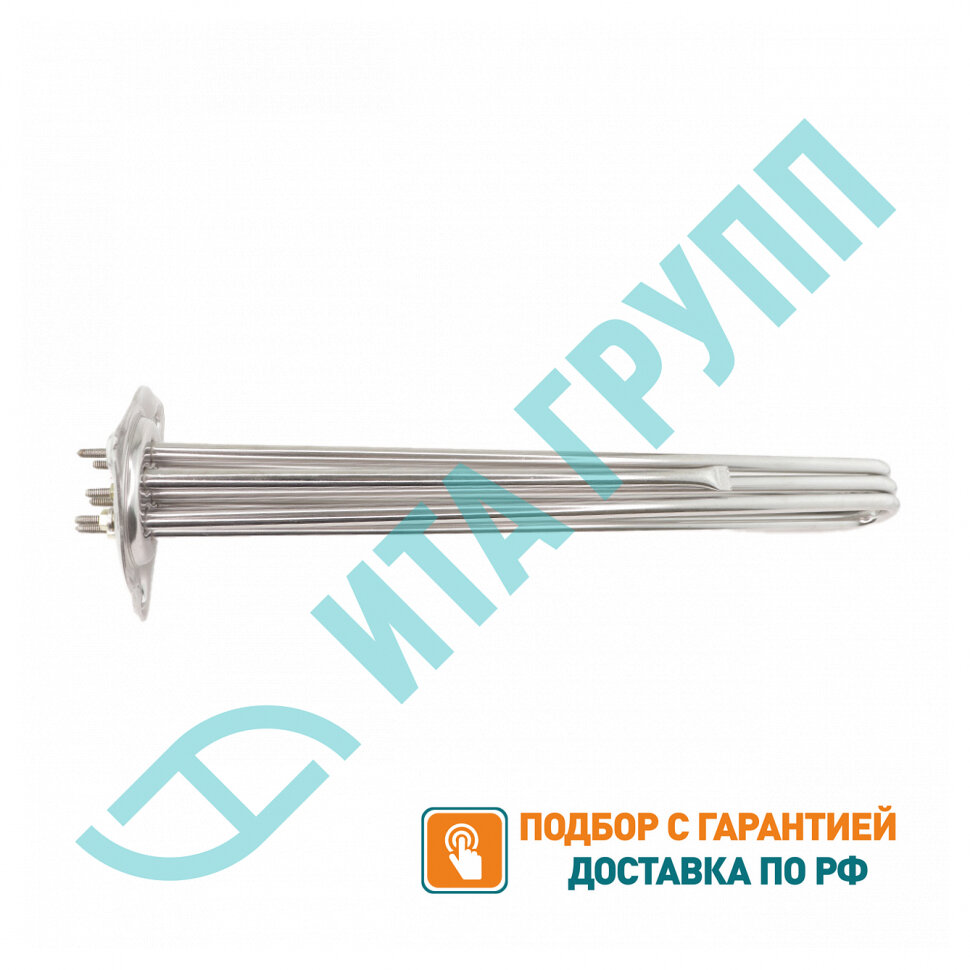 ТЭН парогенератора 9000W, L340мм, расстояние между отверстиями 75мм, 220V (EMR-009), 58090