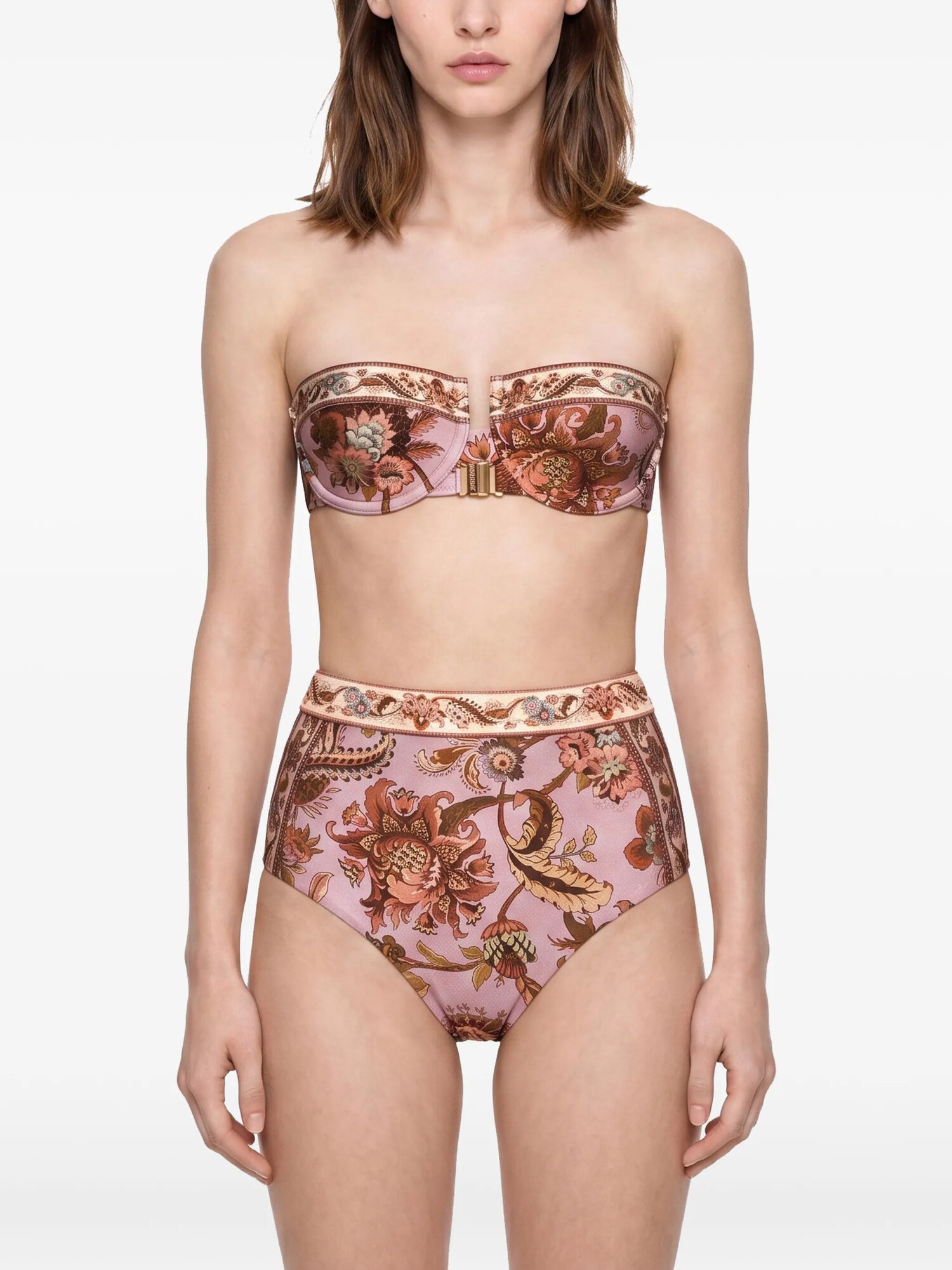 Купальник ZIMMERMANN Aster Balconette bandeau bikini top, размер 44, розовый — фото 1