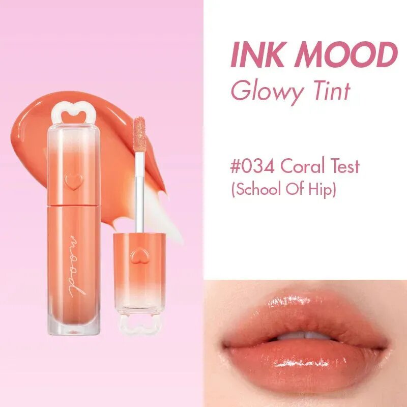 PERIPERA Тинт для губ (34 Coral Test) Ink Mood Glowy Tint , помада для губ, Уход за губами, Корейская косметика