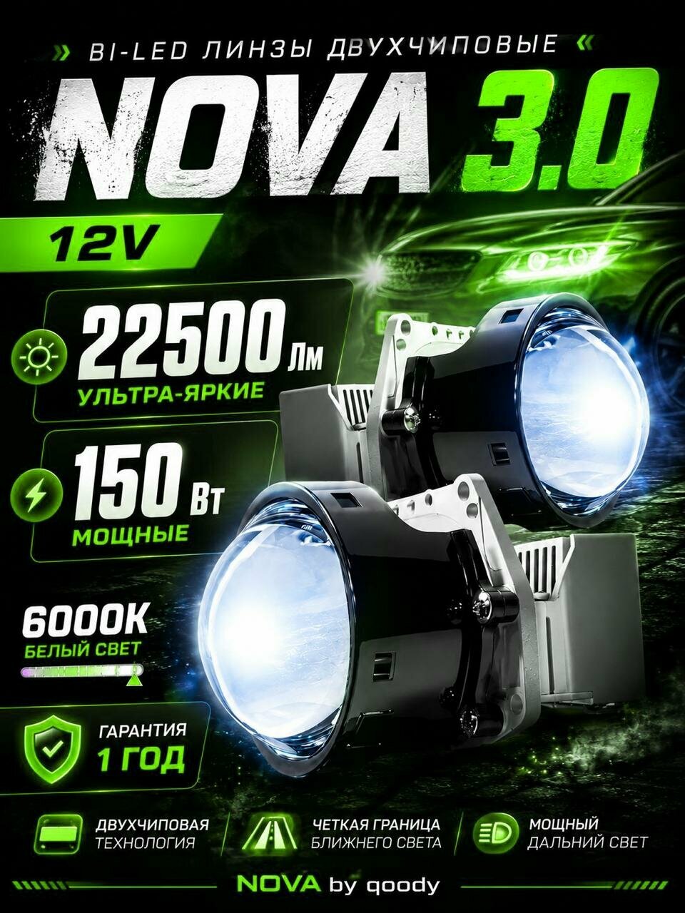 Би лед линзы 3 дюйма авто 12в bi led 12v