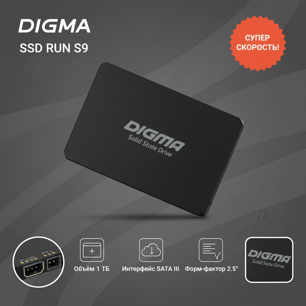 Disco Estado Sólido Digma 1TB 2.5" Run S9 SATA III Confiabilidade Durabilidade