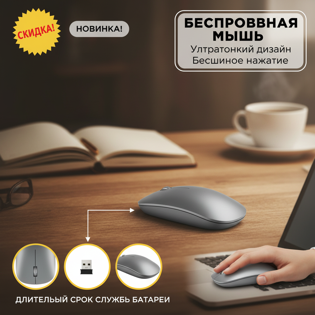 Молодёжная беспроводная мышь Хуавей 2 gen CD23SE блютуз для ноутбука и пк