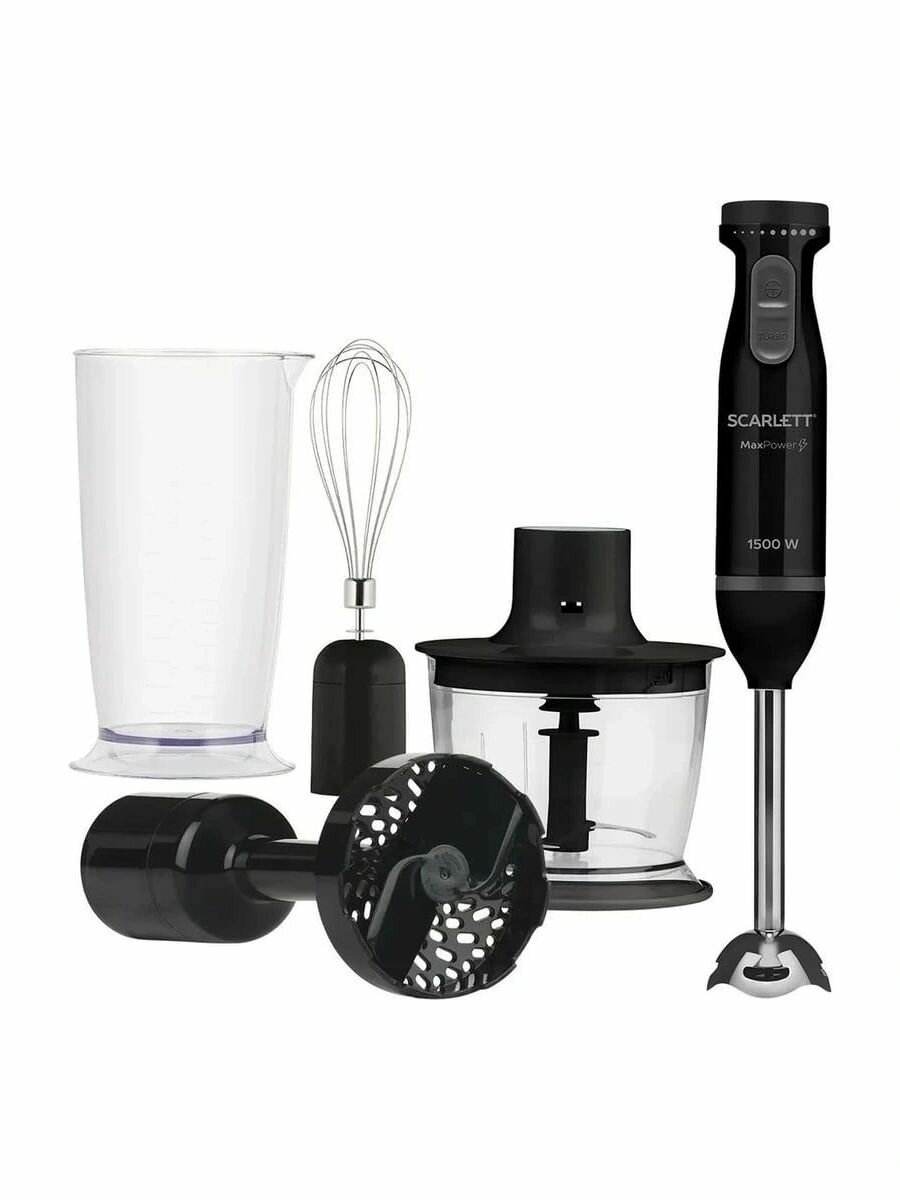 Блендер погружной Scarlett SC-HB42M47 1500Вт черный/серебристый Hand Blender Scarlett SC-HB42M47 1500W black/silver