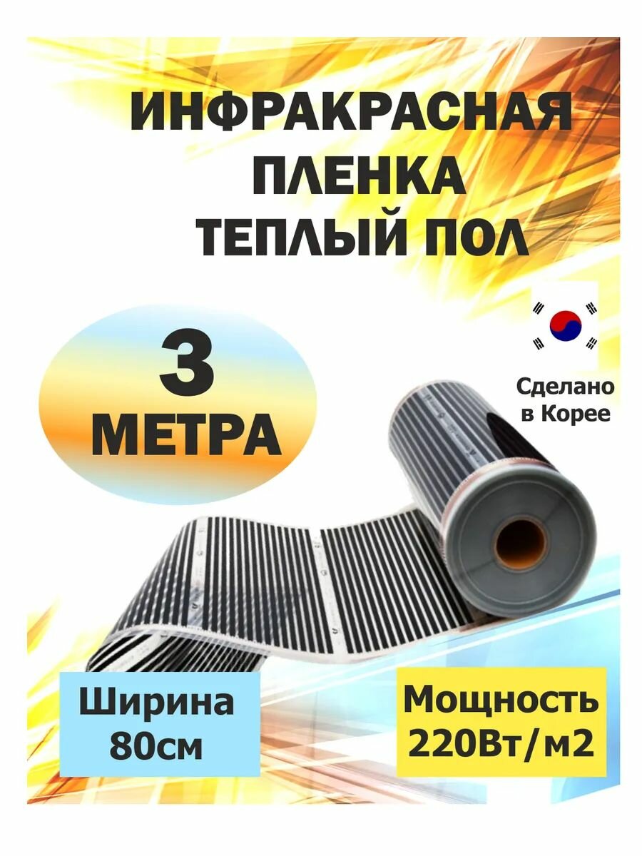 Теплый пол инфракрасный 80 см 3 метра
