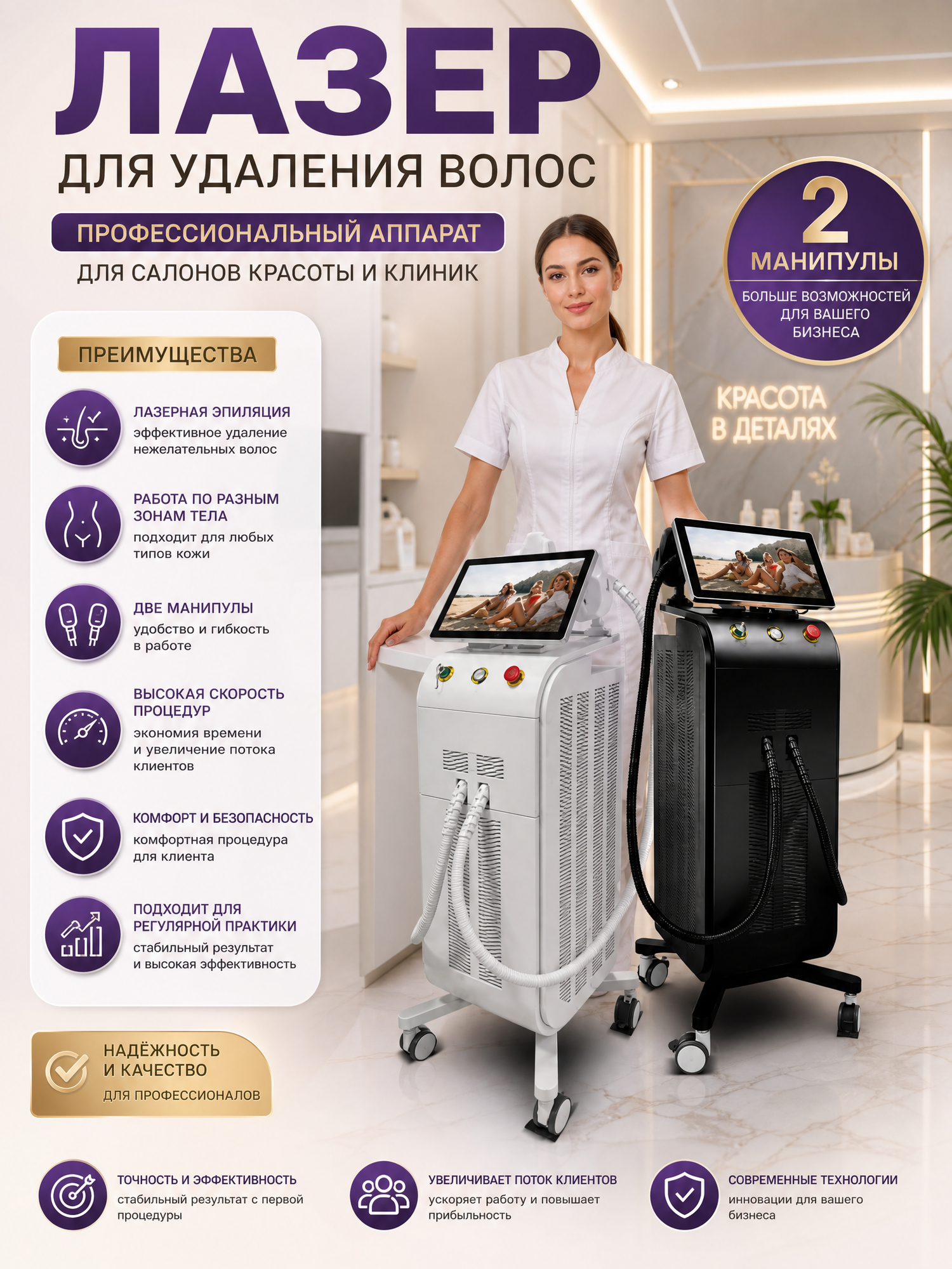 Диодный лазер для эпиляции Soprano Titanium с двумя манипулами аналог
