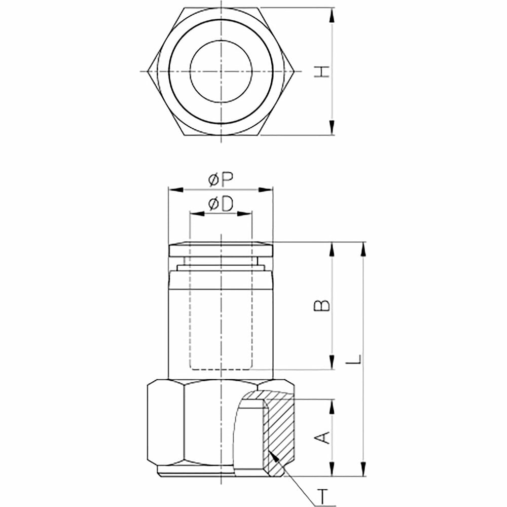 Фитинг 6 мм с внутренней металлической резьбой G3/8" CDC Pneumatics PCF 06G03 — фото 1