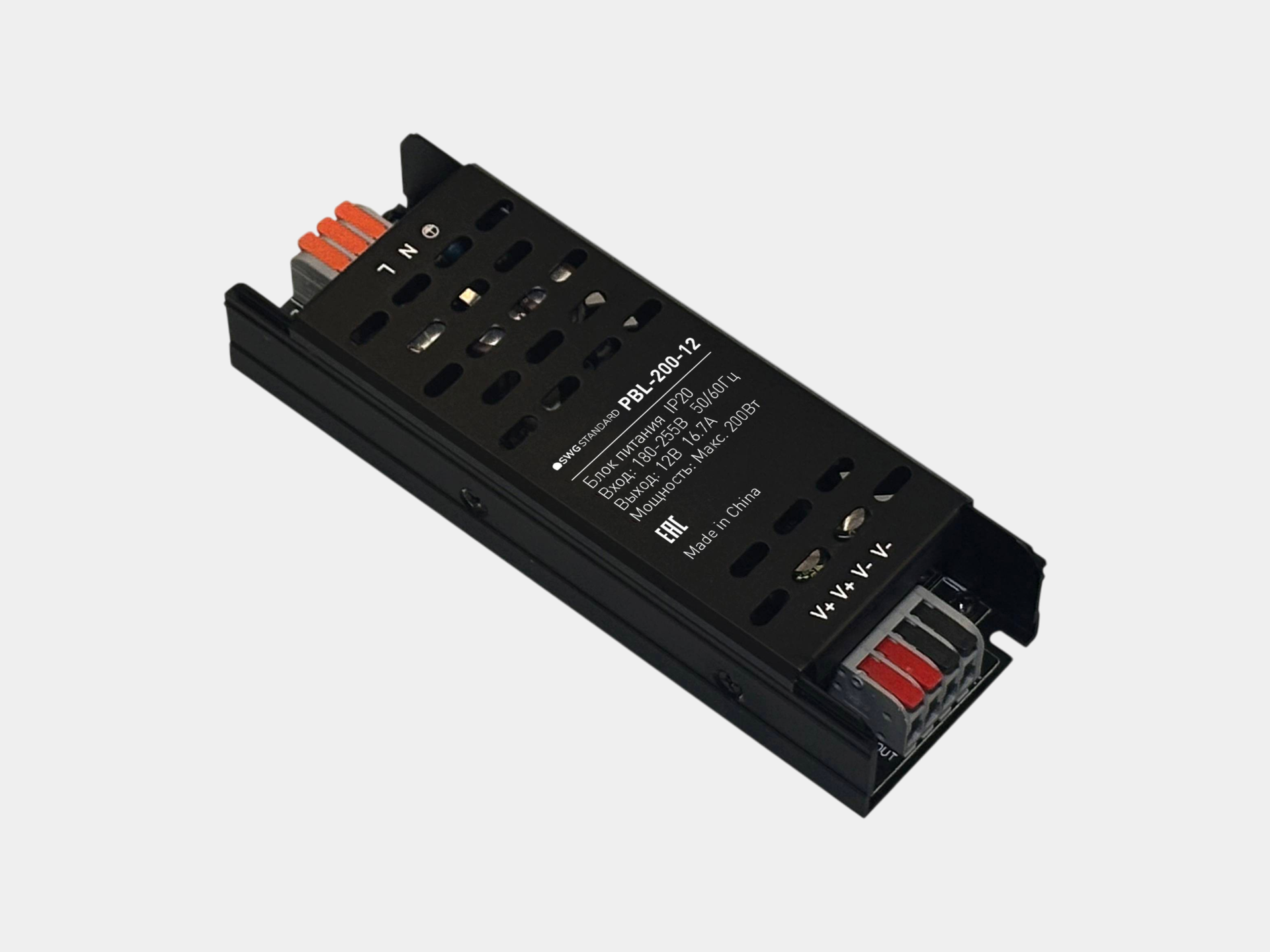 Блок питания черный IP20, PBL-200-12, 200Вт, 12В