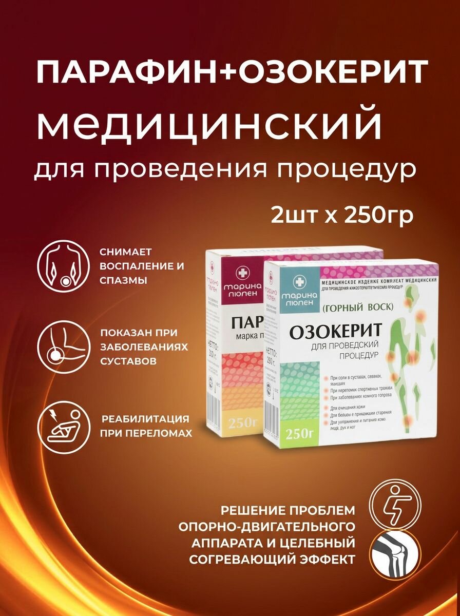 Фарм эффект. Комплект озокерит (горный воск) + парафин для проведения процедур, 2 шт по 250 гр.