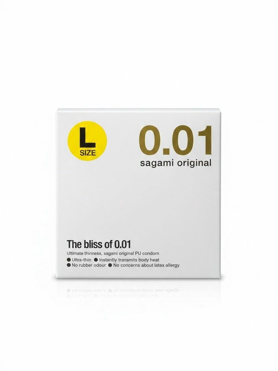 Презервативы полиуретановые Sagami Original 0.01 L-SIZE - 1 шт. ультратонкие, 0.01 мм