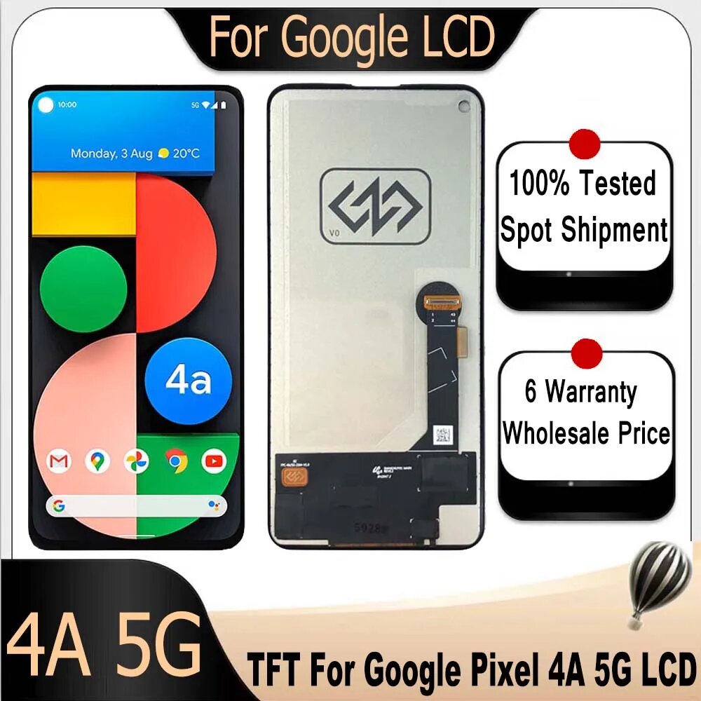 TFT LCD-дисплей для Google Pixel 4A 5G, сенсорный экран в сборе для Google Pixel 4A 5G, дисплей GD1YQ G025I G025E G025H G6QU3
