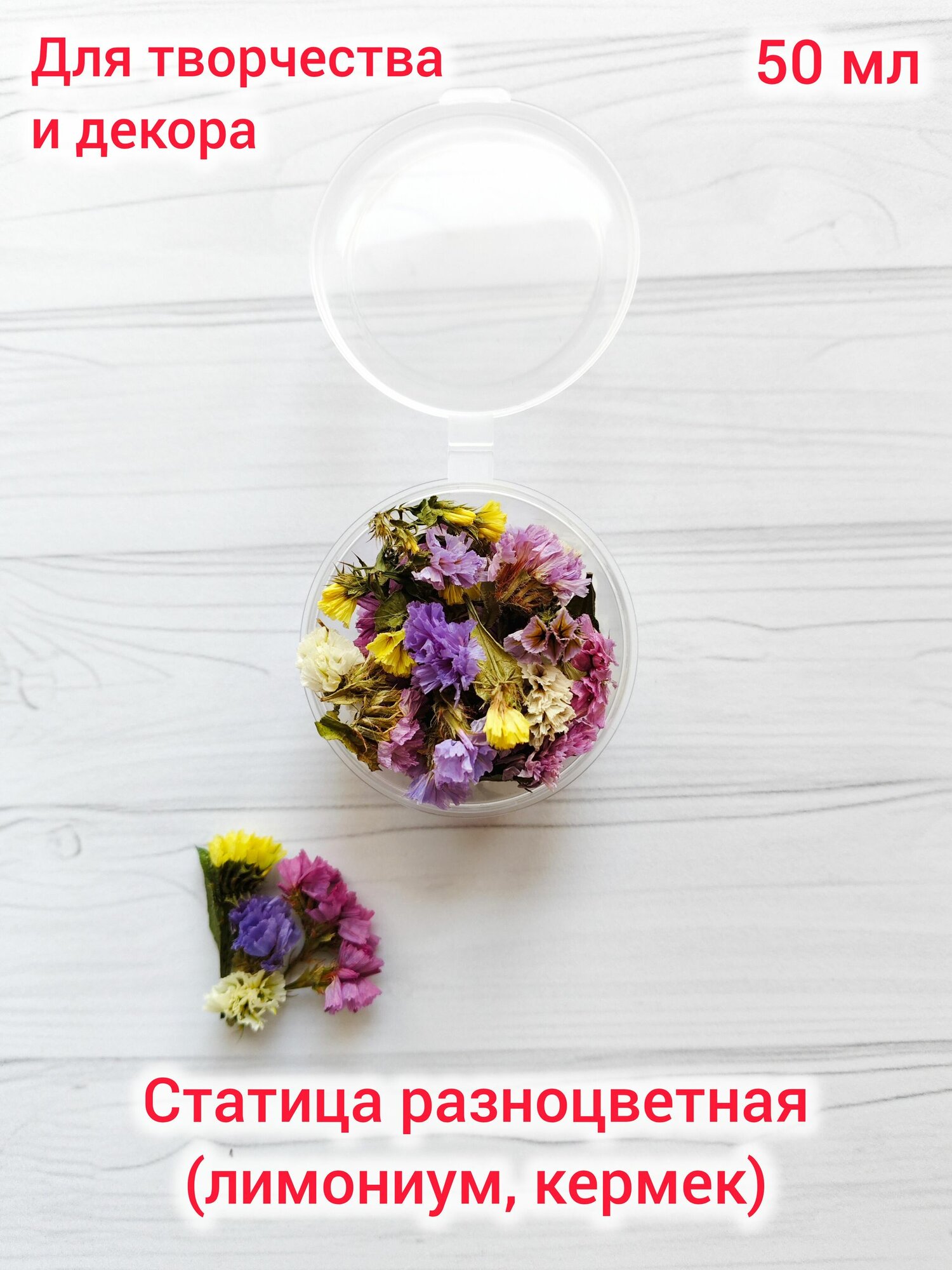 Сухоцветы Статица разноцветная нестабилизированная (лимониум, кермек), объемная сушка, 50 мл, бренд ЯнаART