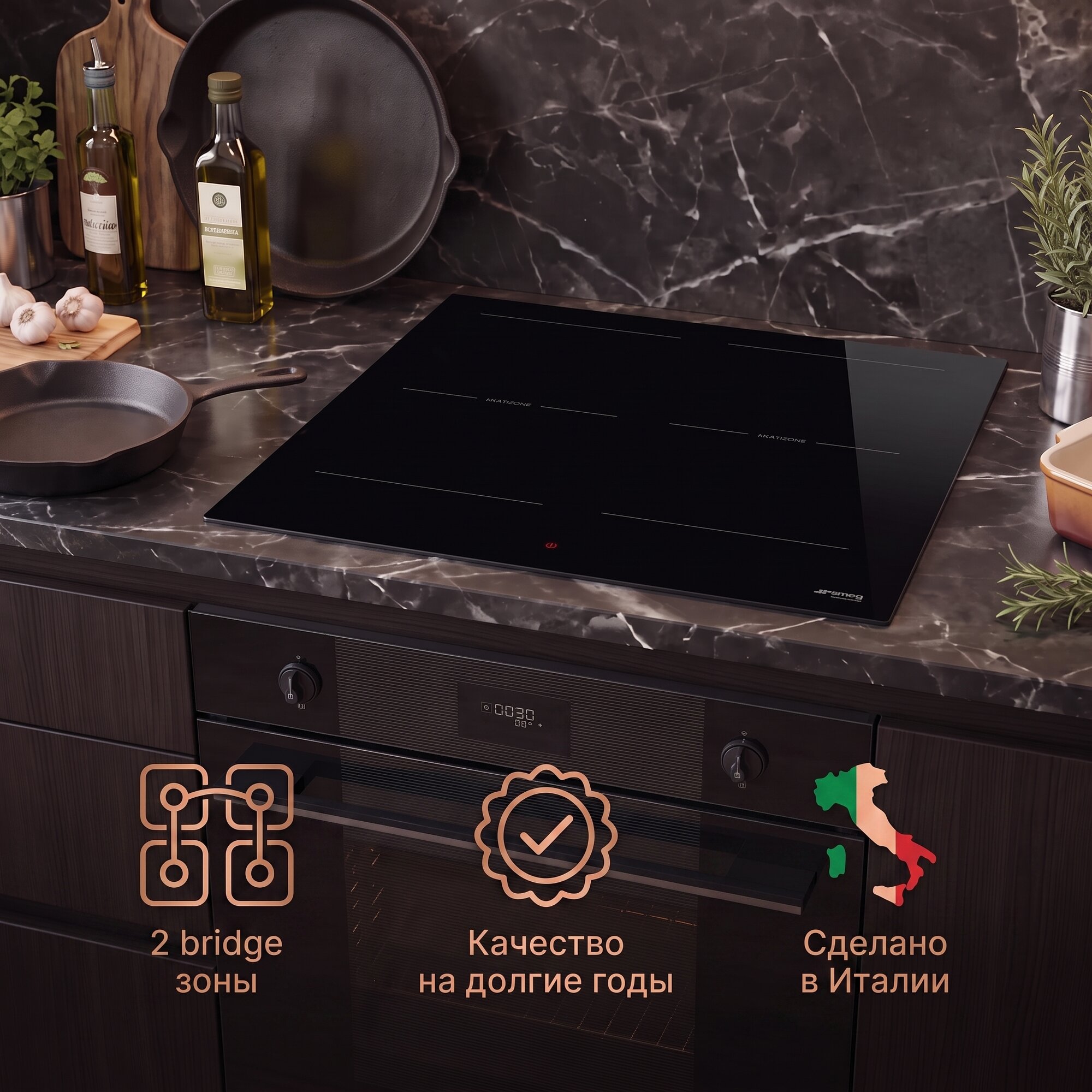 Встраиваемая индукционная панель SMEG SI2M5643D1, официальная гарантия