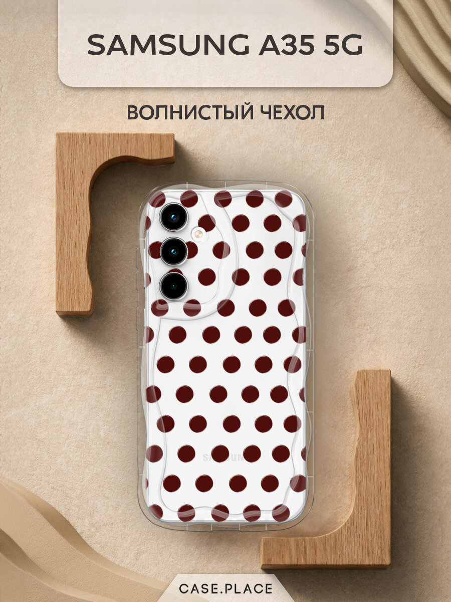 Чехол на Samsung Galaxy A35 5G / Самсунг А35 5G с принтом "Узор в коричневый горошек"