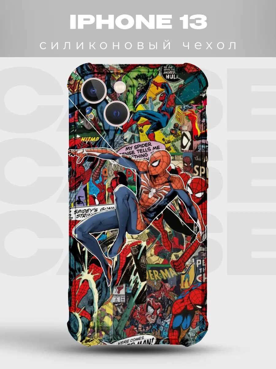 Чехол на iPhone 13 Человек-паук комикс spider man марвел