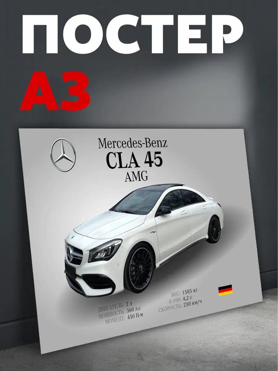 Постер на стену Mercedes-Benz CLA 45 AMG плакат А3