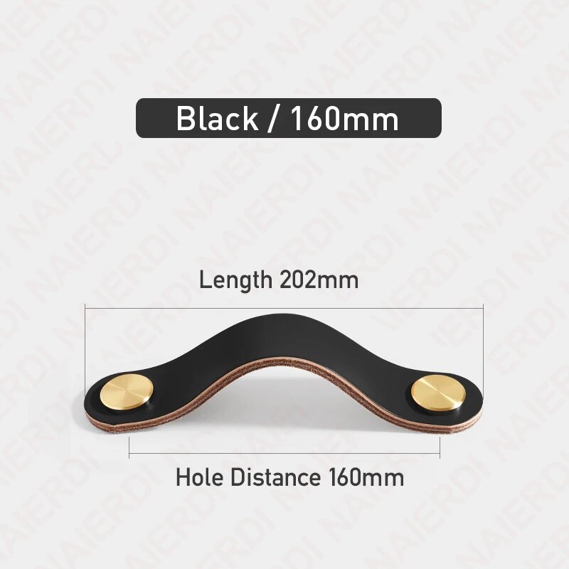 Ручка для шкафа NAIERDI Black 160mm, 202mm
