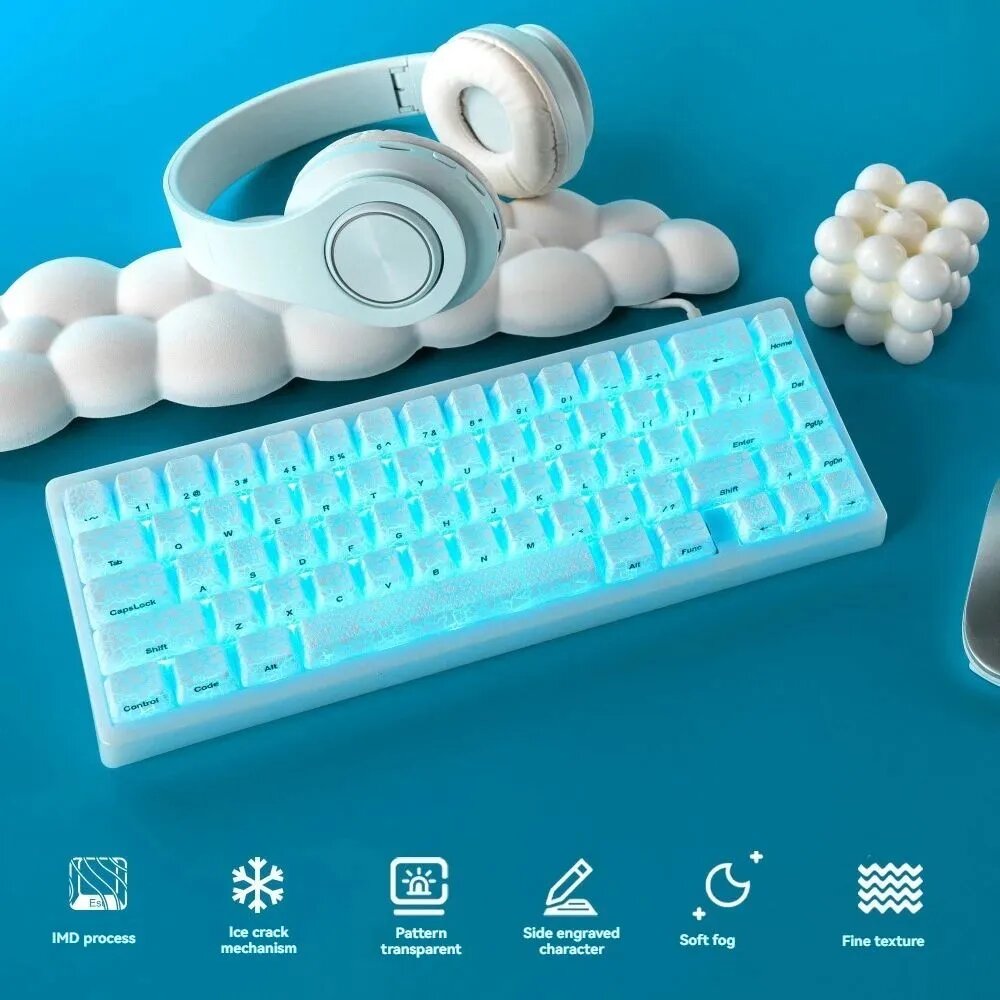 AJAZZ Ice Crack Keycaps 82 Keys OEM Высота PBT Материал