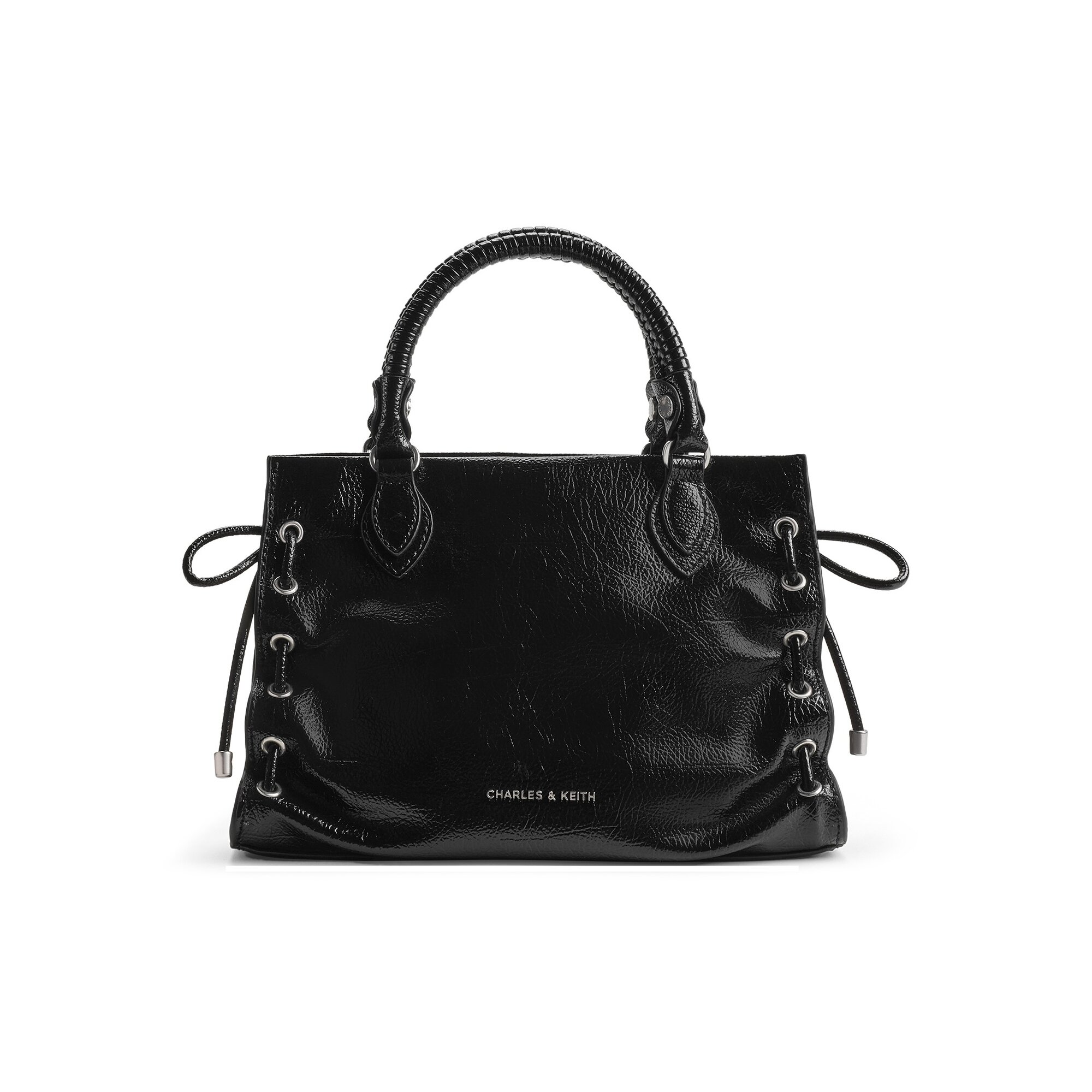 Сумка CHARLES & KEITH, фактура вязаная, черный — фото 1