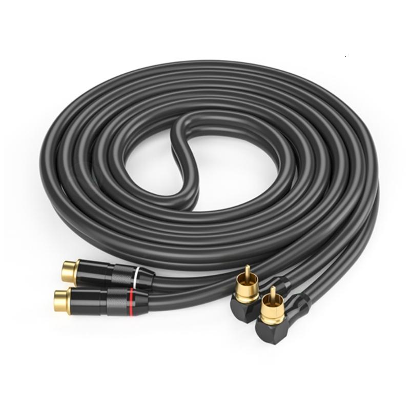 Кабель-удлинитель 2RCA папа-мама, черный локоть - 50cm