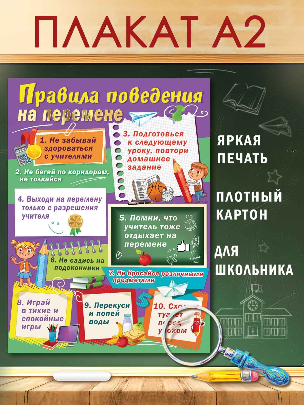 Школьный плакат Правила поведения на перемене