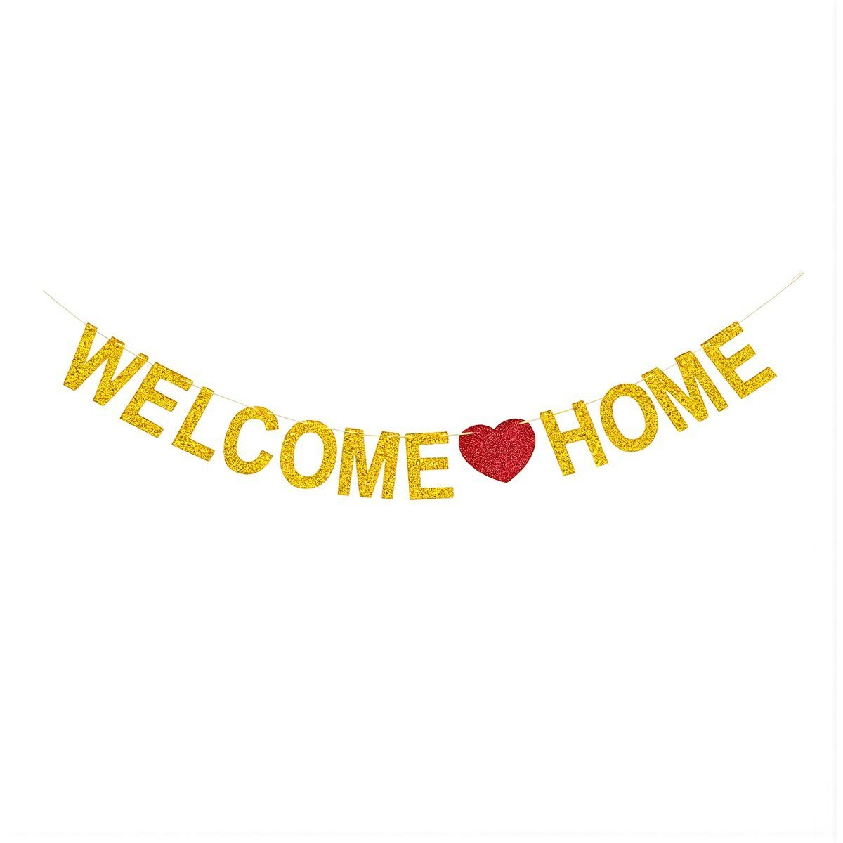Гирлянда Welcome home декоративная для праздника встречи дома семейной вечеринки украшение интерьера баннер для торжества по случаю возвращения домой, Золотой + Красный