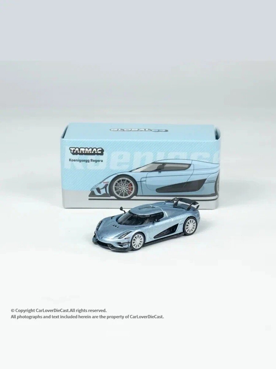 Машинка Tarmac Works TW 1/64 Koenigsegg Regera Light Blue Metallic Die-cast Alloy Car Model Collection Display Gift