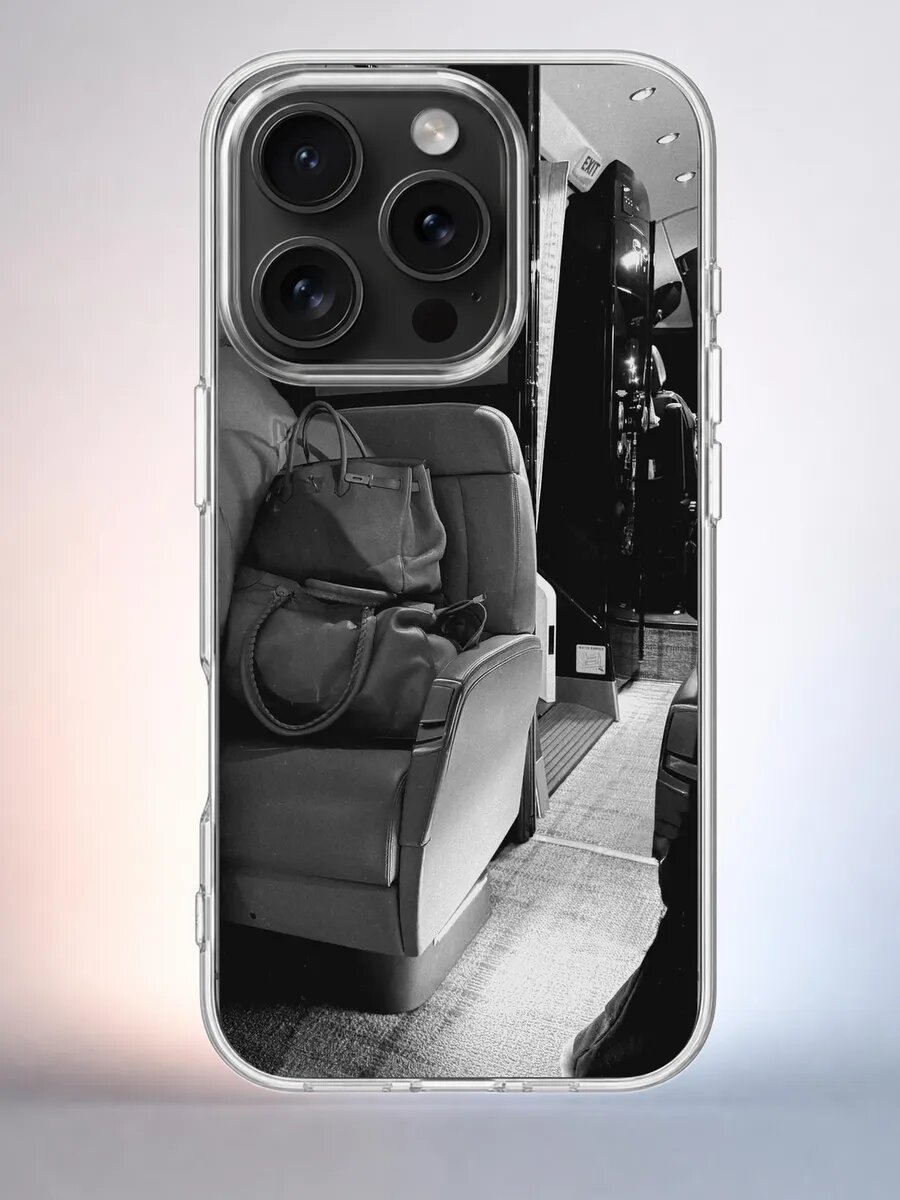 Чехол iPhone 15 Pro самолёт салон кресла силиконовый