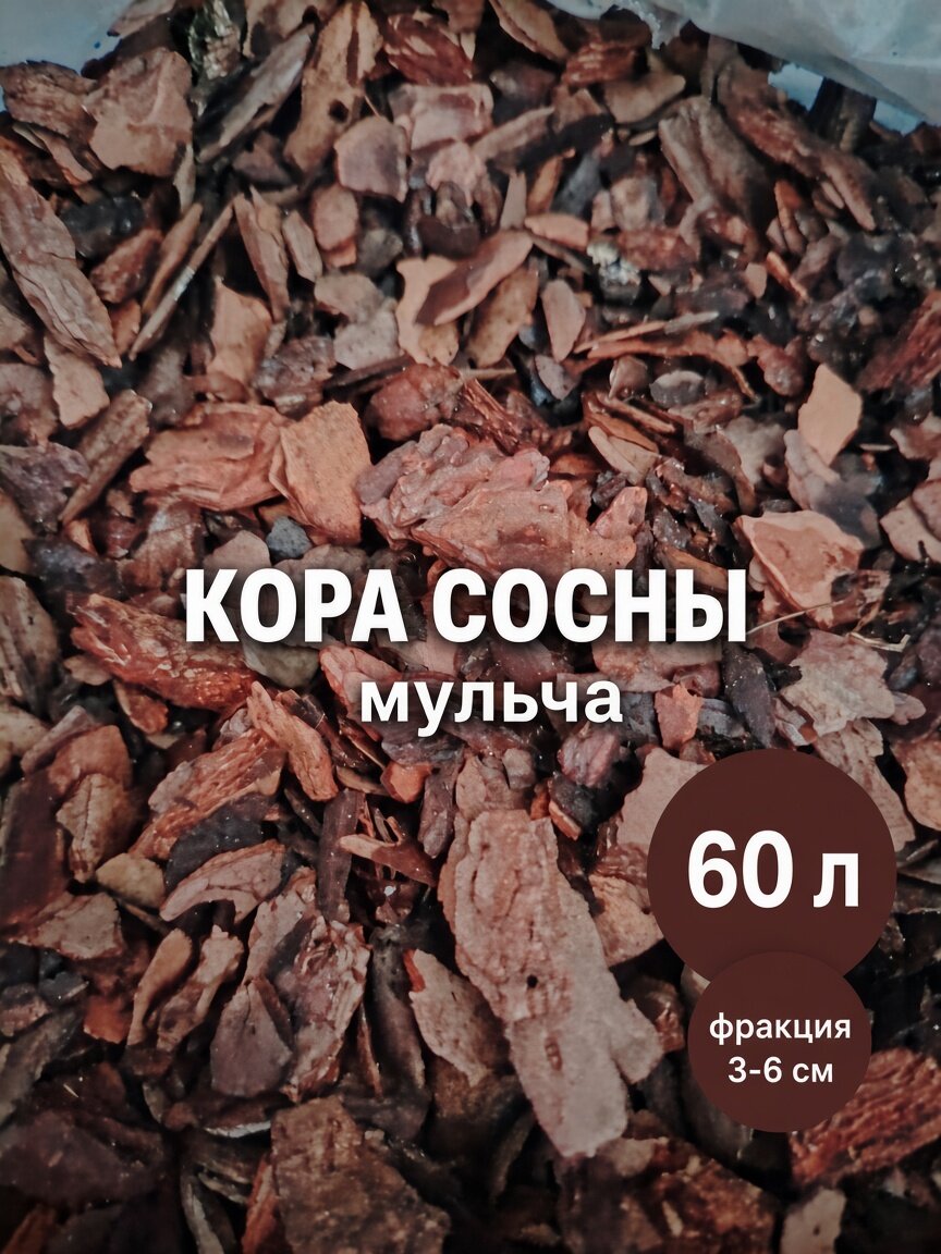 Мульча Кора сосны средняя 60 литров фракция 3-6 см грунт мульча для сада и огорода
