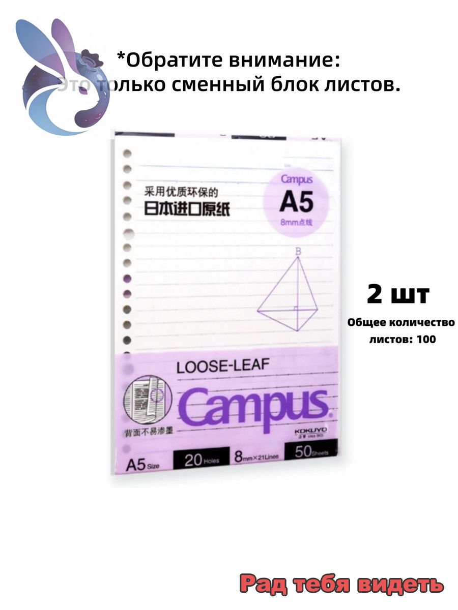 Тетрадь со сменным блоком A5, листов: 100