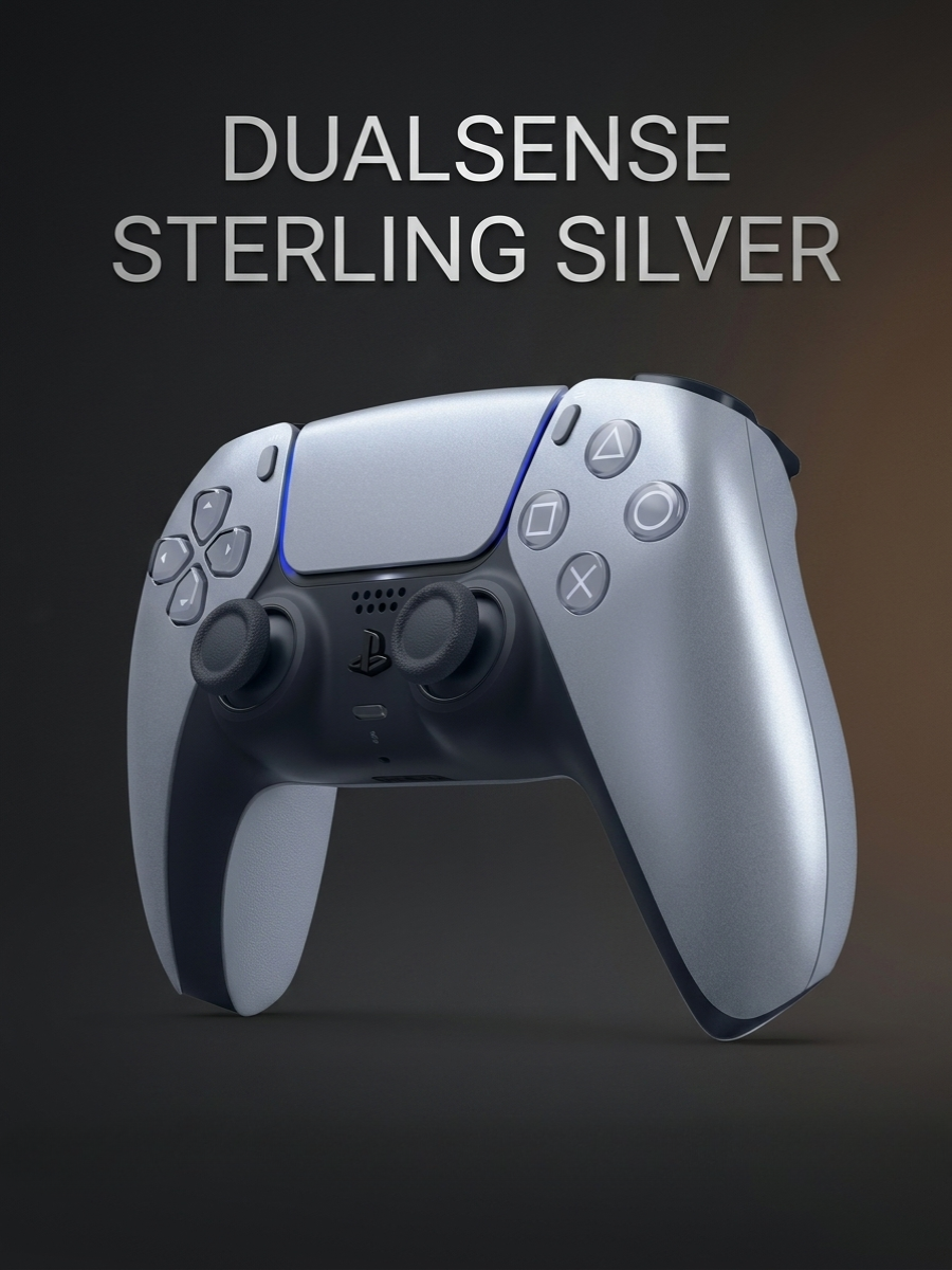 Sony DualSense Wireless Controller Sterling Silver для PS 5, Bluetooth, виброотклик, адаптивные триггеры