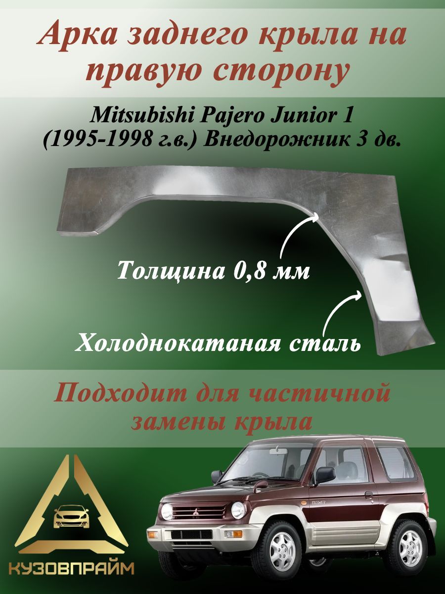 Арка ремонтная задняя правая Митсубиси Паджеро Джуниор, холоднокатаная сталь 0.8мм, 1шт.