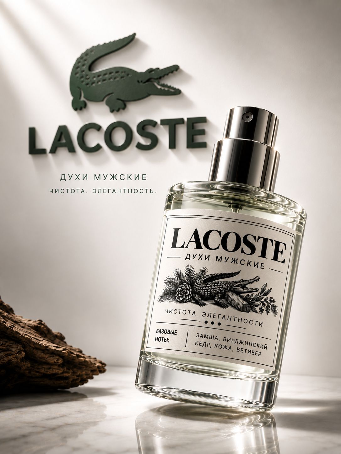 Духи мужские стойкие Lacoste white L.12.12 23мл.