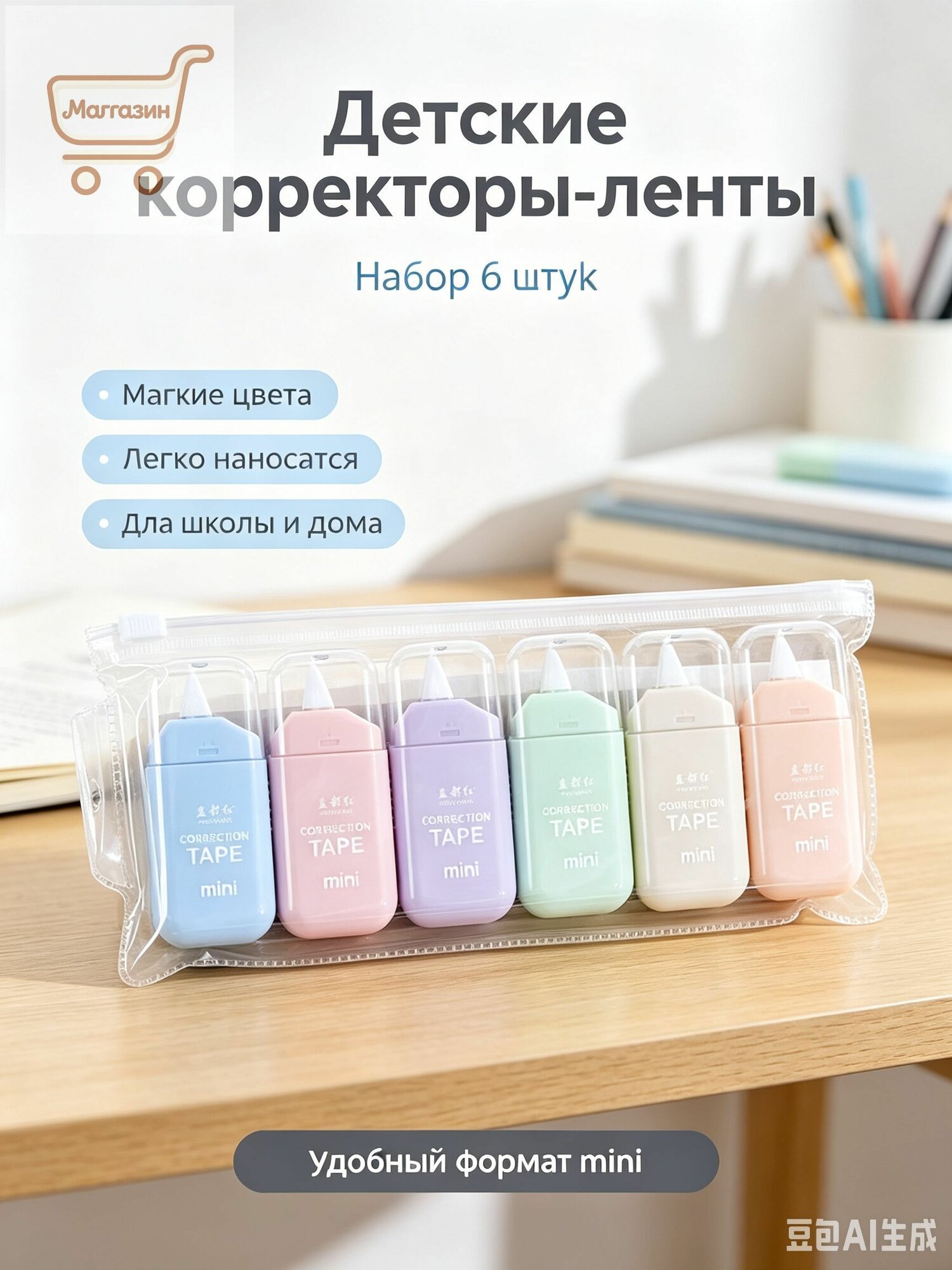 Клей канцелярский 6 шт, 8 мл./ 76 г.