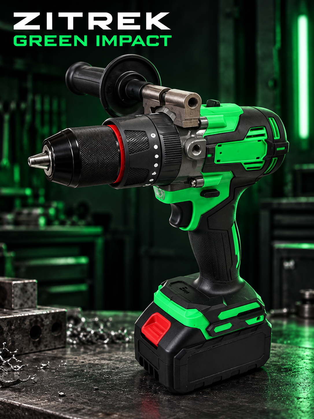 Дрель-шуруповерт аккумуляторная Zitrek Green Impact 084-1072, 18 В Li-ion 2x5 Ач