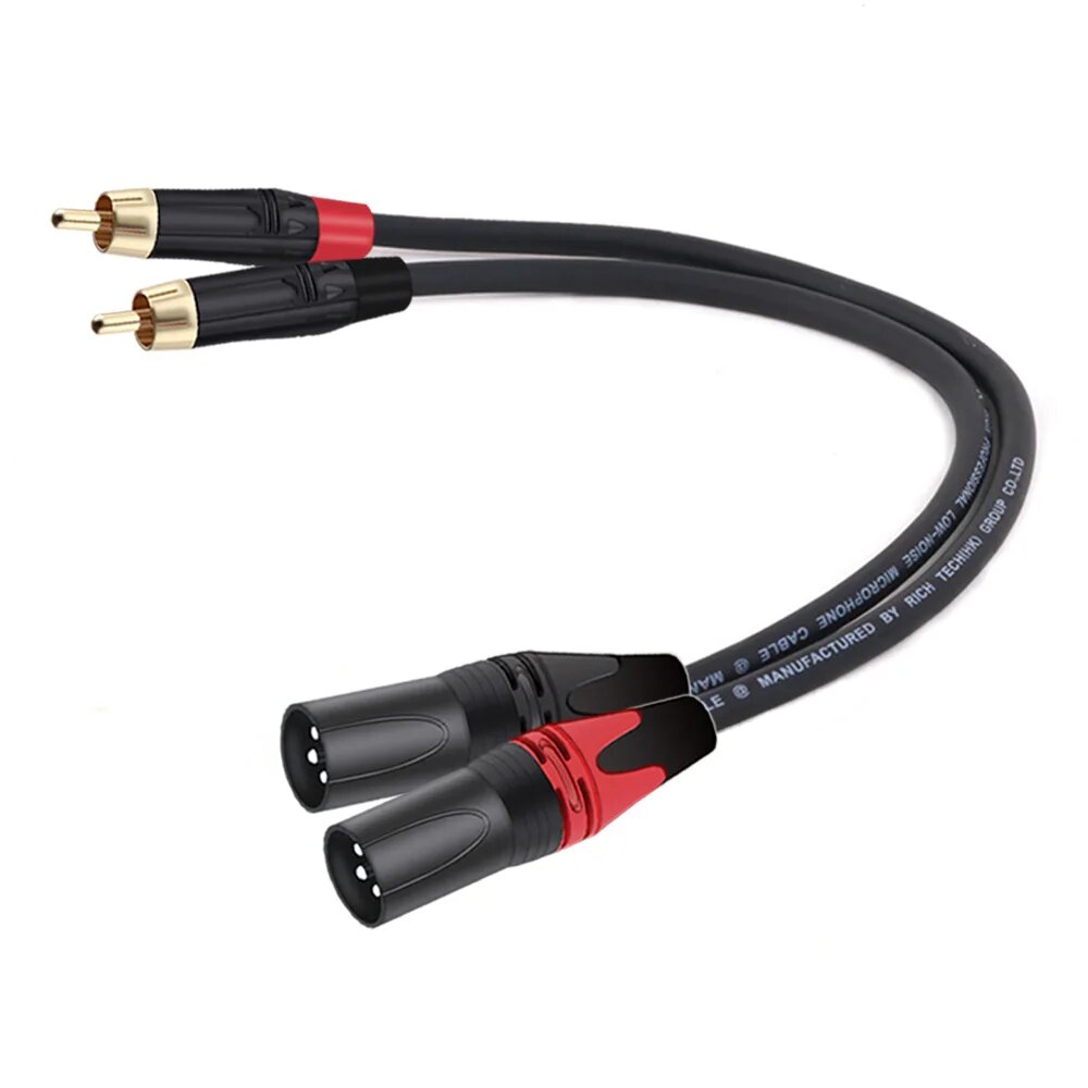 XLR-RCA кабель 0.2M, черный/красный