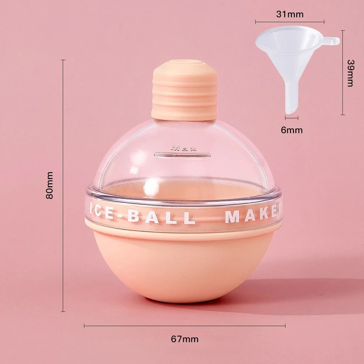 Формы для льда XMSJ круглой формы из силикона Розовый, 1pcsPink with Funnel