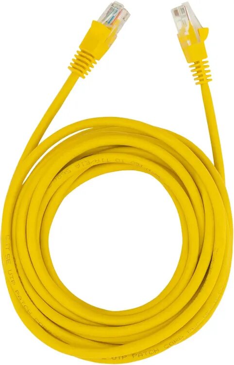 Патч-корд Buro литой (molded), UTP, кат.5E, 5м, 4 пары, 26AWG, алюминий омедненный, многожильный, желтый