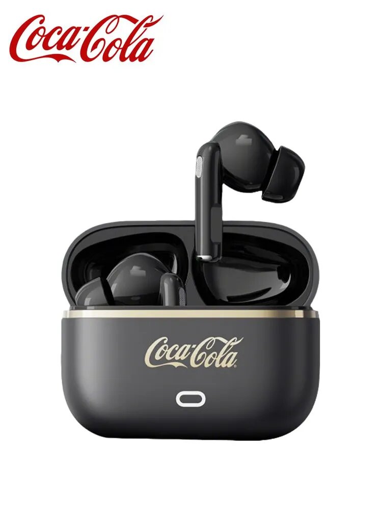 Coca-Cola Наушники беспроводные с микрофоном CX02, Bluetooth, USB Type-C, серый металлик, черный матовый
