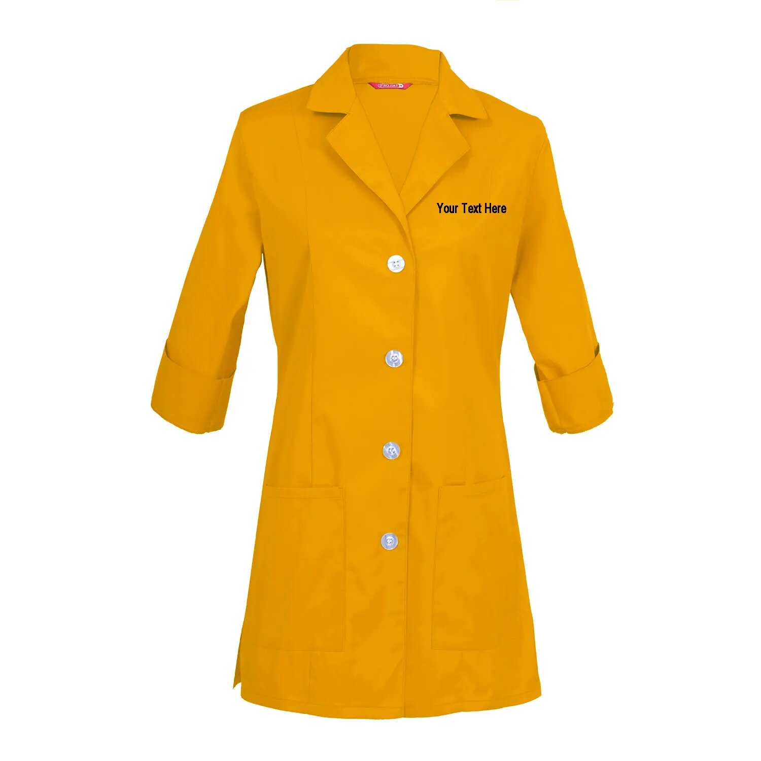 Женский лабораторный халат из хлопка полиэстера с вышивкой Желтый, XXL, Yellow