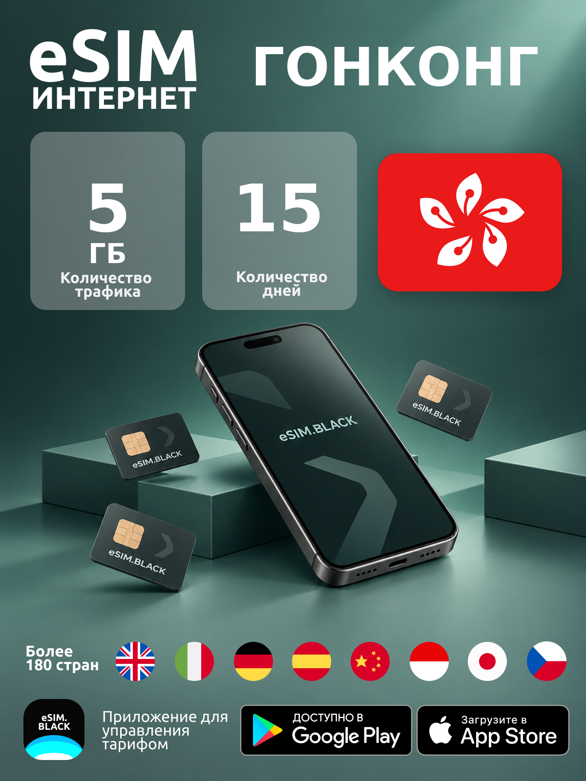 Гонконг/15 дней/5 ГБ - eSIM для мобильного интернета ( iPhone | Android ).