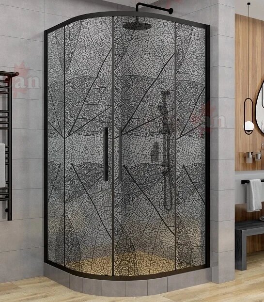 Душевой уголок AvaCan HB 80, 80x80x195 см, угловая, под низкий поддон, цвет черный, стекло 6 мм, раздвижная дверь