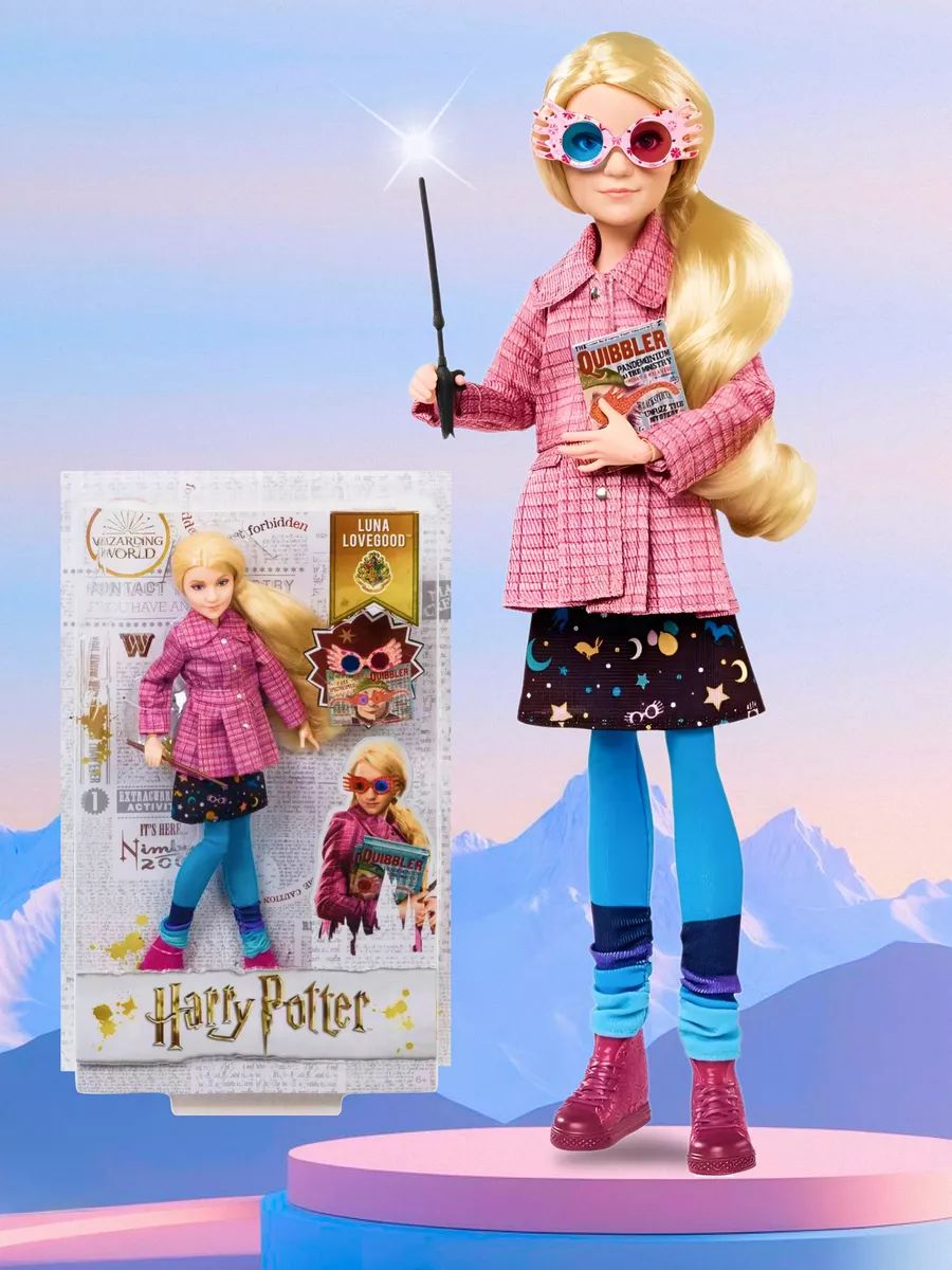 Кукла Mattel Luna Lovegood - Коллекционная кукла, Волшебная фигурка Полумна Лавгуд в розовом пальто, коллекция кукол Гарри Поттер, Harry Potter