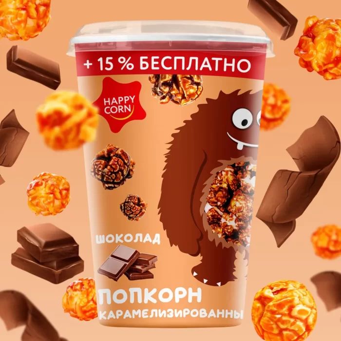 Воздушная кукуруза HAPPY CORN с Шоколадом /стакан/ 100г