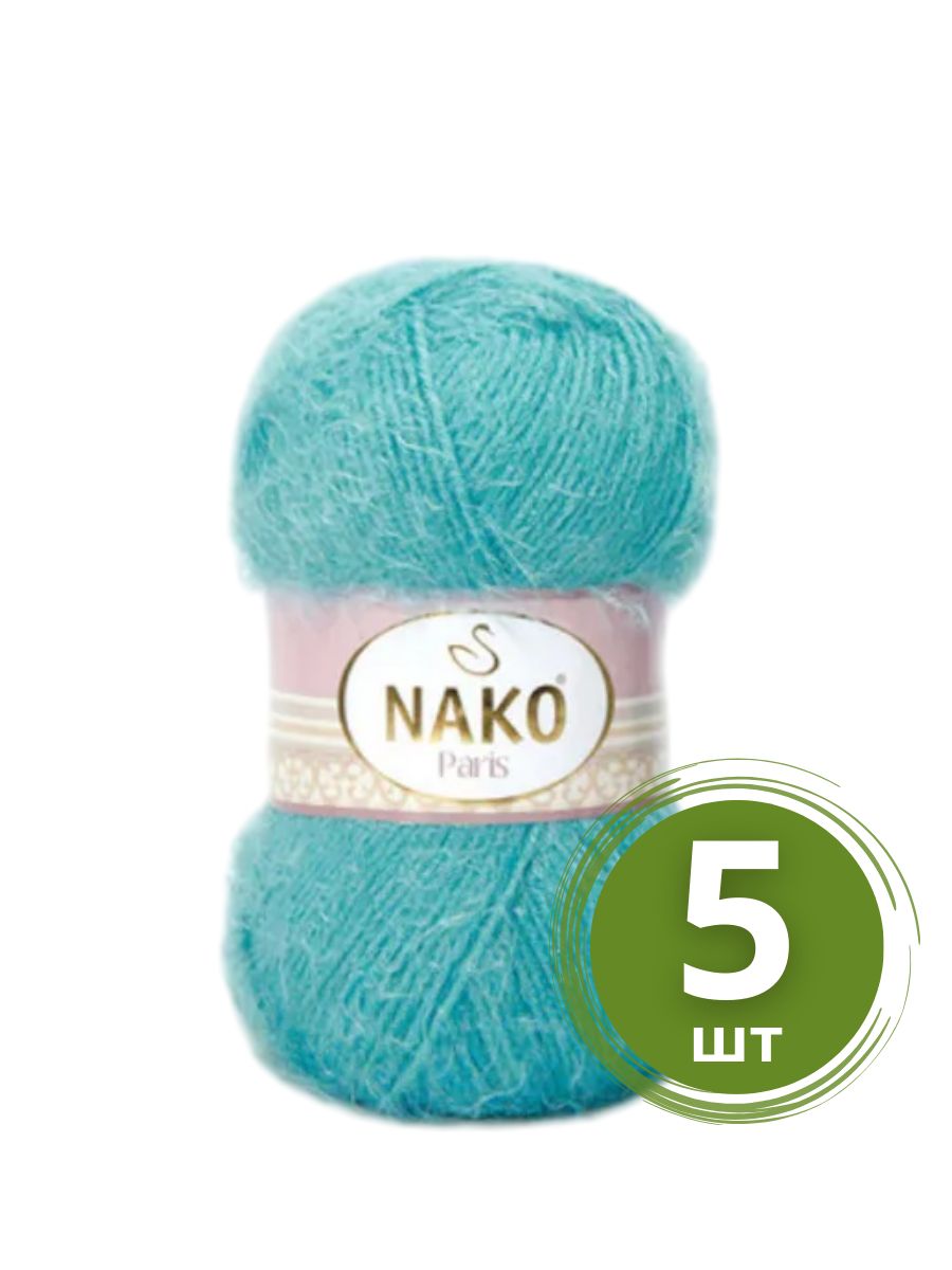 Пряжа Nako Paris (Нако Париж) - 5 мотков Цвет: 2978 темная мята, Акрил-40% Полиамид-60% 245г 100м
