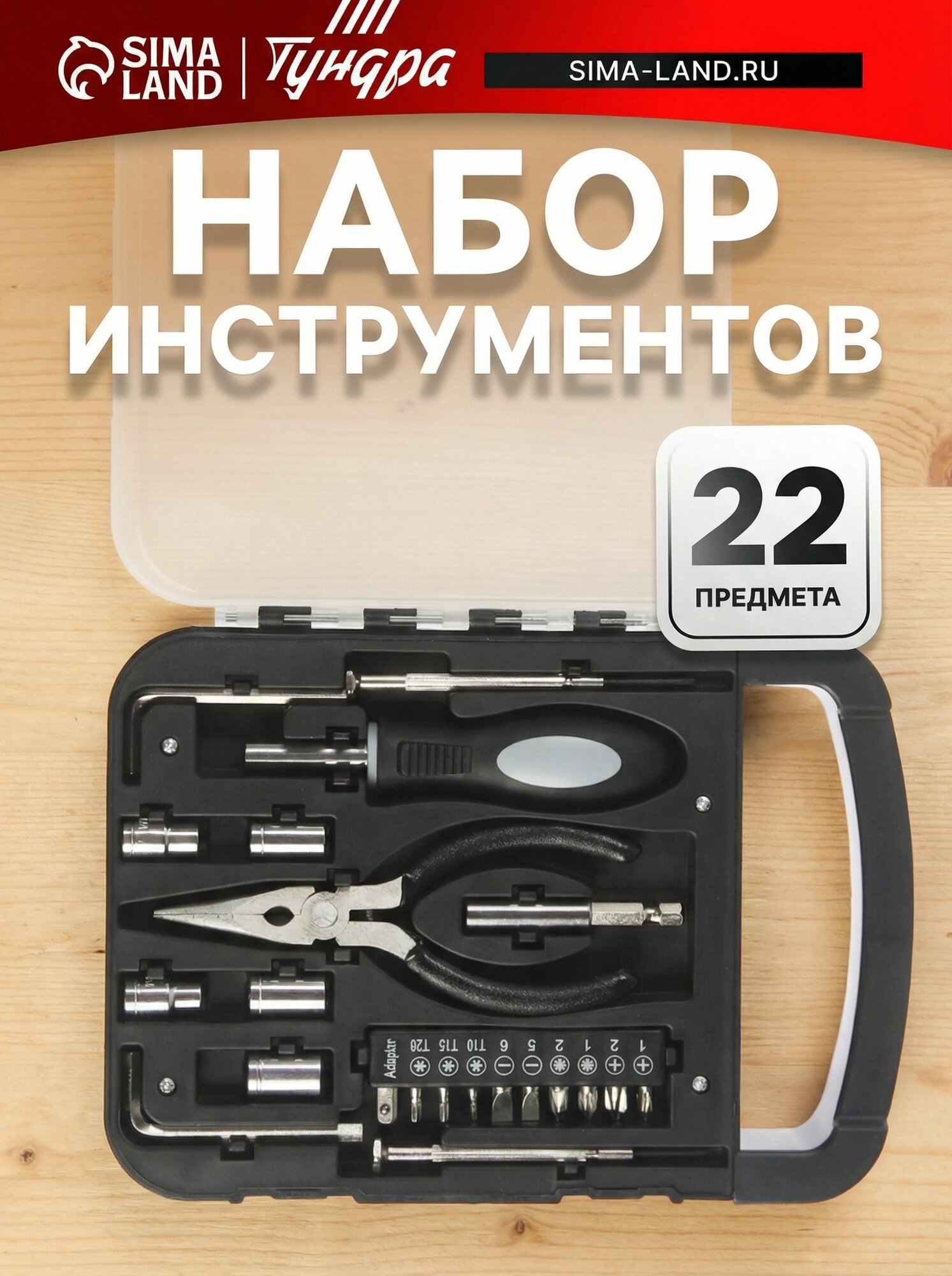 Набор инструментов Тундра 22 в 1 в кейсе