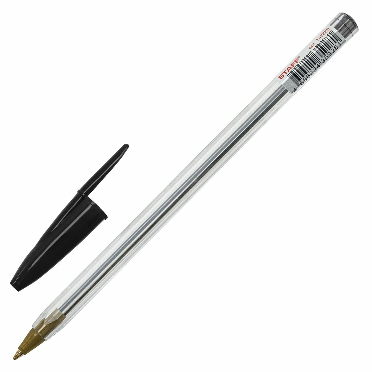 Ручка шариковая Staff Basic Budget BP-04 (0.5мм, черная, ШК) (143869), 50шт.