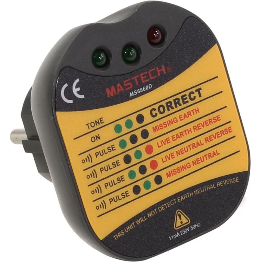 Цифровой тестер электросети для евро-розеток Mastech MS6860D