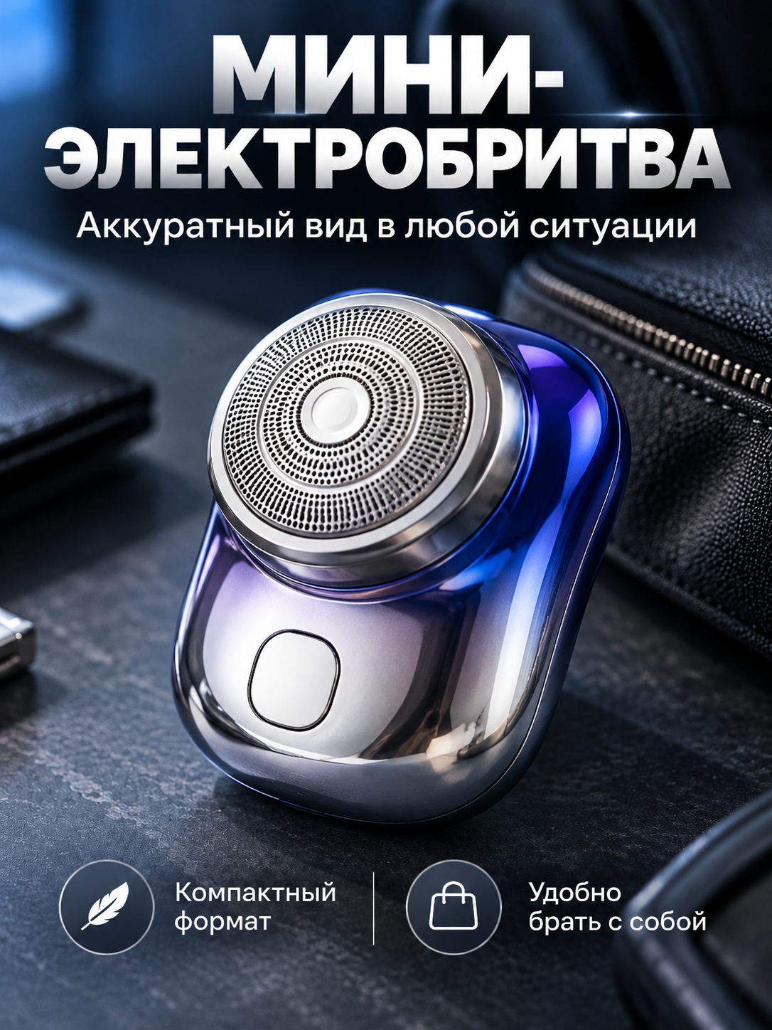 Электробритва Domins мини, аккумуляторная, для бритья лица и тела, скорость мотора 6600 об/мин, беспроводная